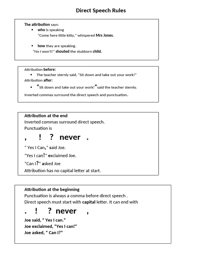 Direct Speech Exercise | PDF