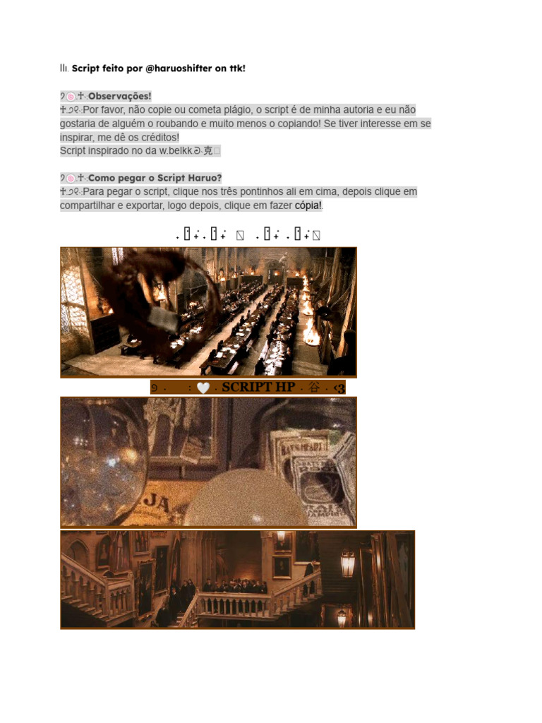?? Script Hogwarts | PDF | Unha | Harry Potter