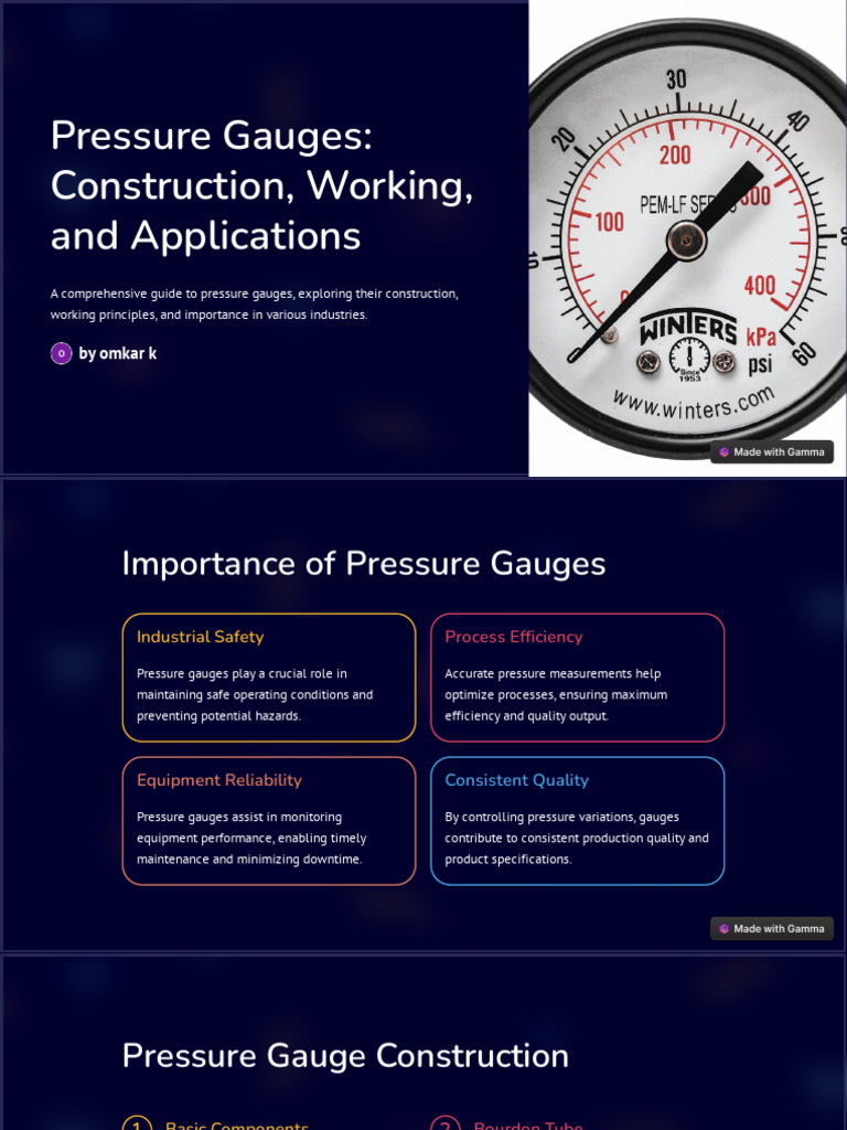 Pressure Gauge Construction and Use | PDF | Pressure Measurement | Pressure