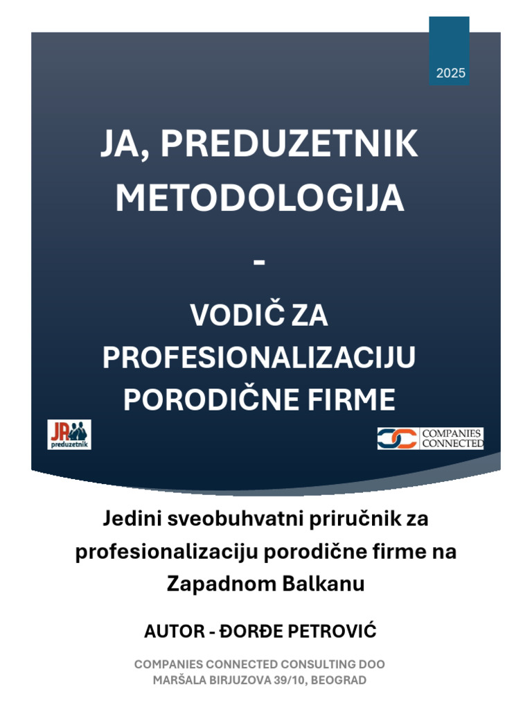 Ja, Preduzetnik Metodologija - Vodič Za Profesionalizaciju-1 | PDF