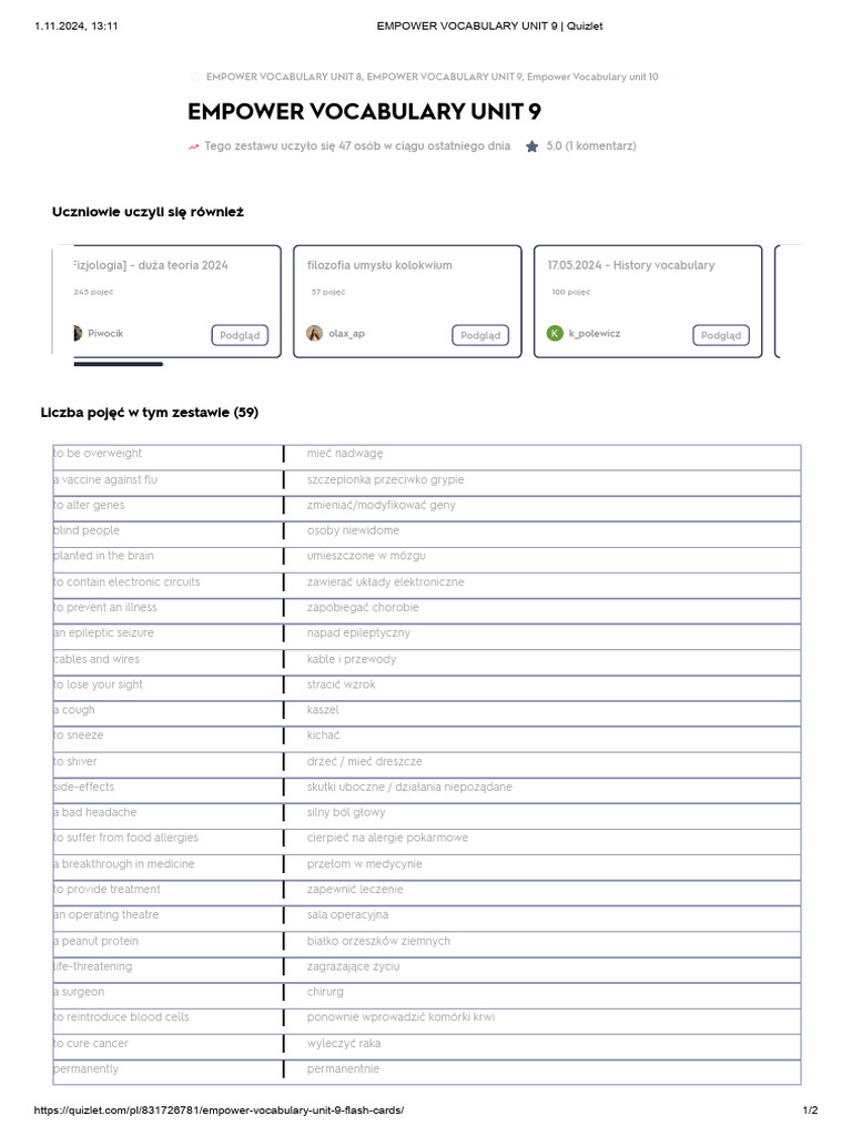 EMPOWER VOCABULARY UNIT 9 _ Quizlet | PDF