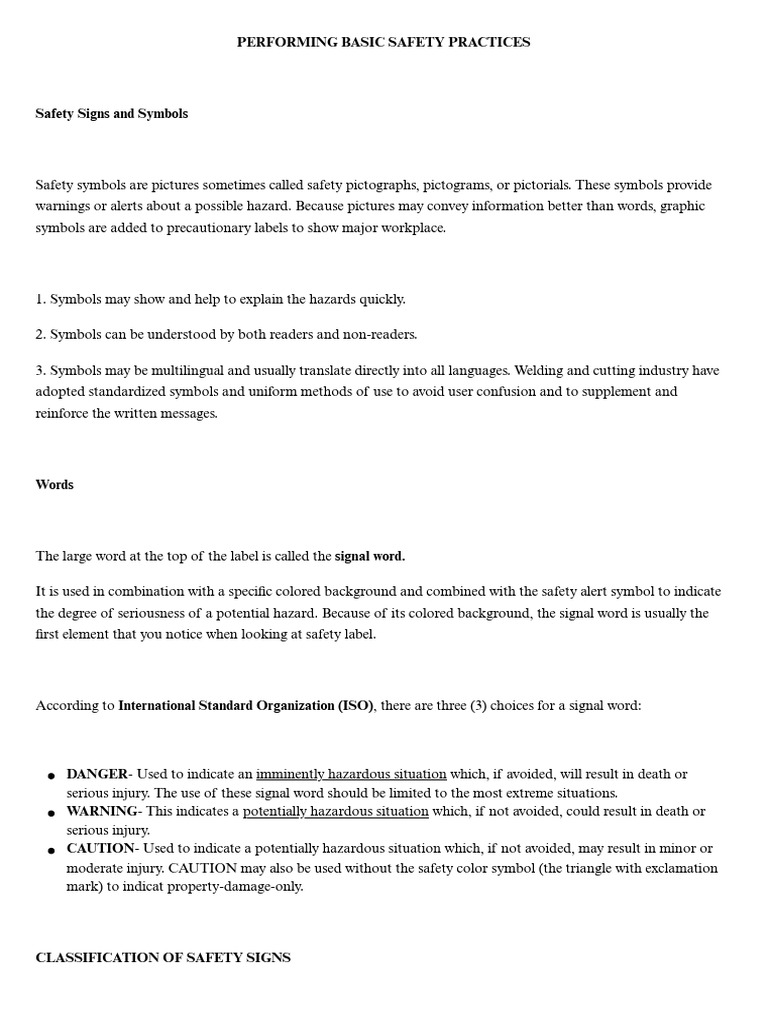 LO1-Basic-safety-practices - Docx 20240808 202712 0000 | PDF | Safety ...