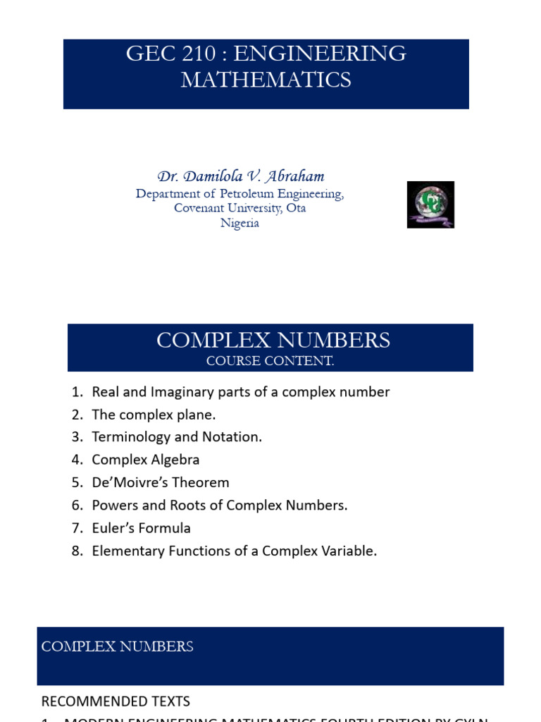 GEC 210_complex Numbers (1) Last Lecture - Copy (3) | PDF | Mathematical Objects | Elementary ...