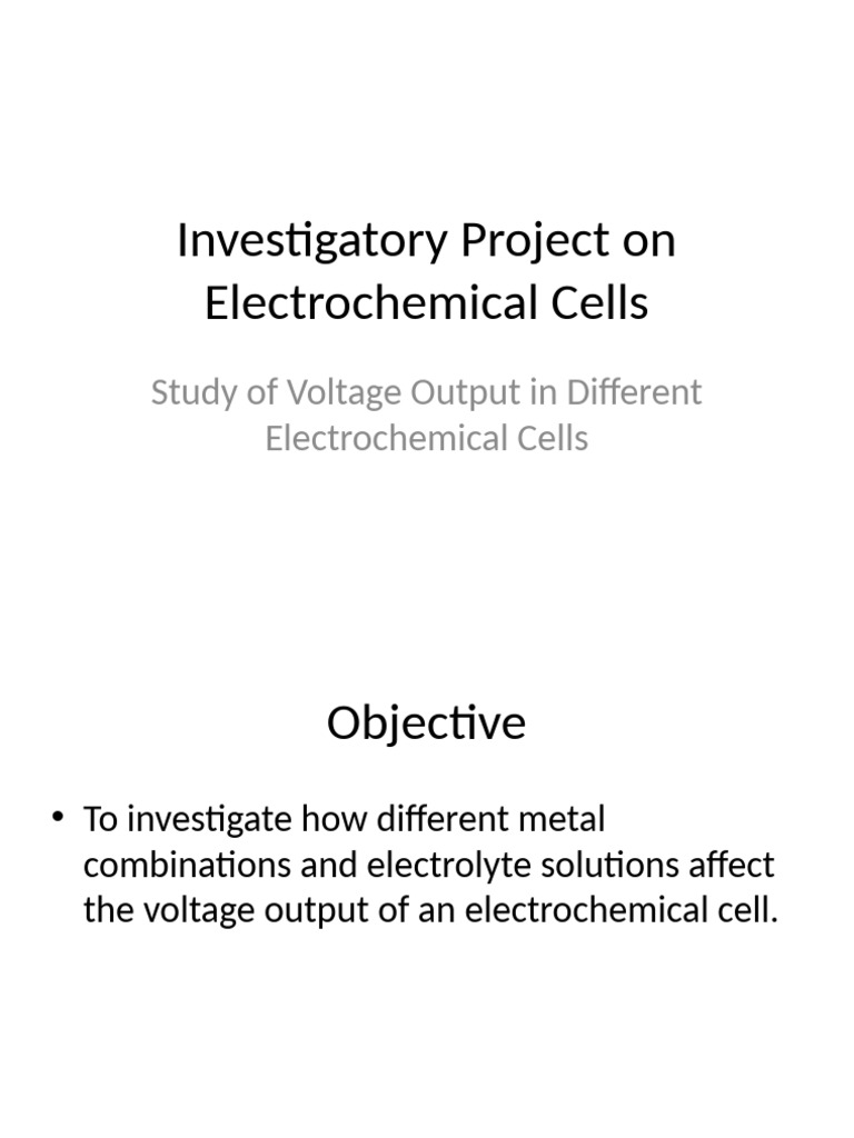 Electrochemical Cells Presentation | PDF