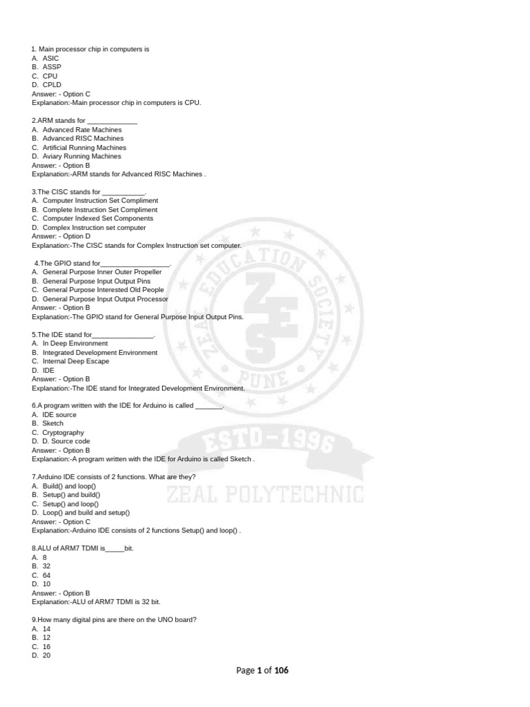 MCQ2 ETE | PDF | Arduino | Central Processing Unit