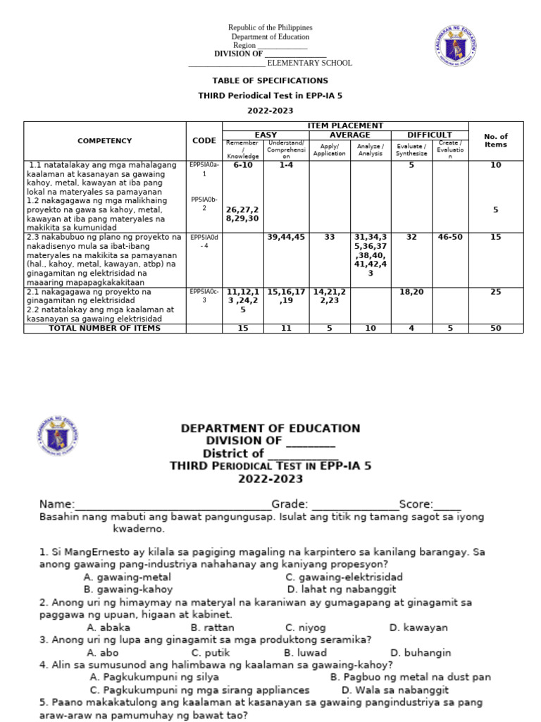 PT Epp-5-Ia Q3 | PDF