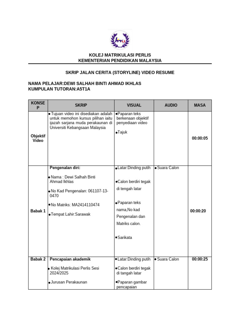 Storyline Resume Dewi | PDF