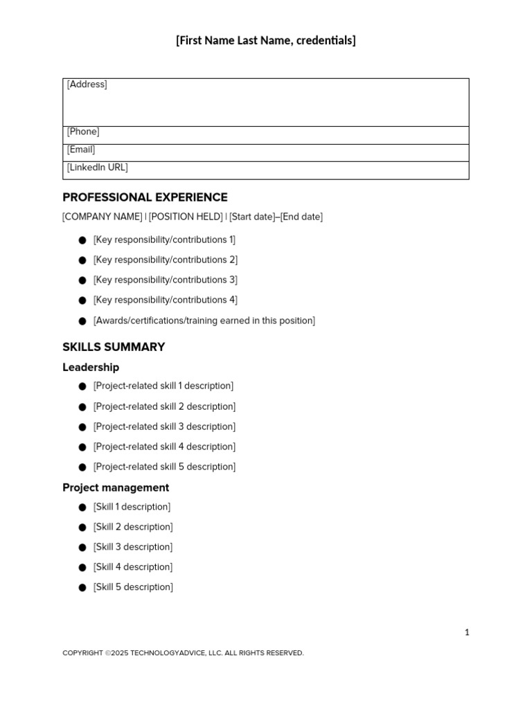 TRP Project Manager Resume Template C5056fe9f8 | PDF