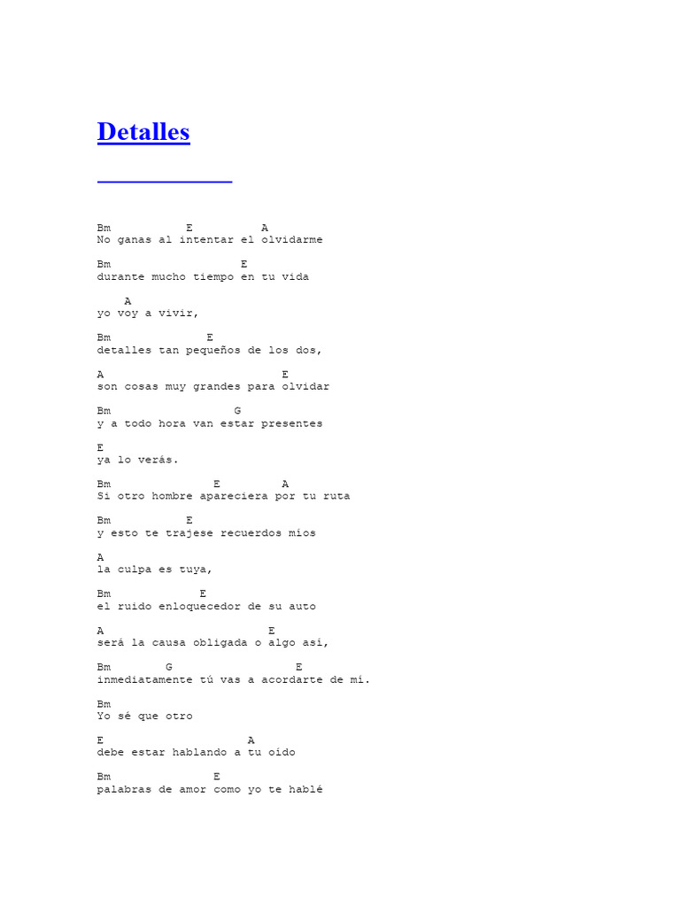 Detalles Roberto Carlos. ACORDES | PDF