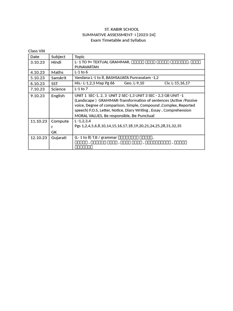 SA8 Class VIII | PDF