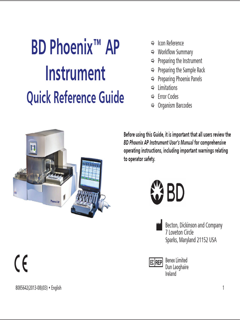 BD Phoenix AP Quick Reference Guide ZLU - 8085642 - EN - B - 04 | PDF