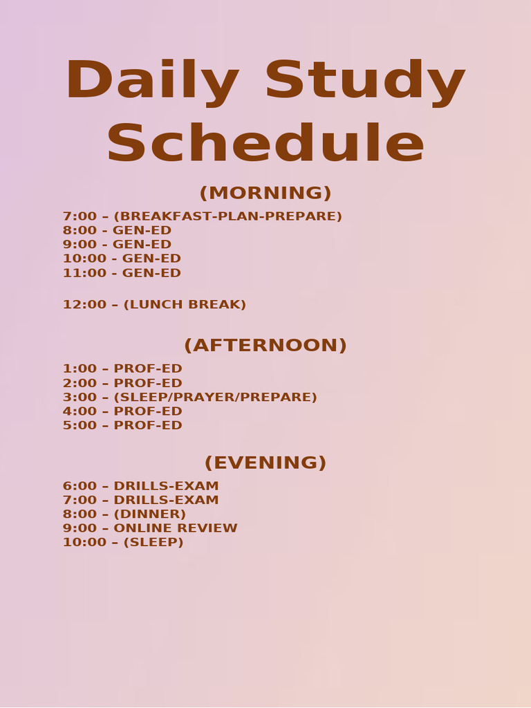 Daily Study Schedule | PDF