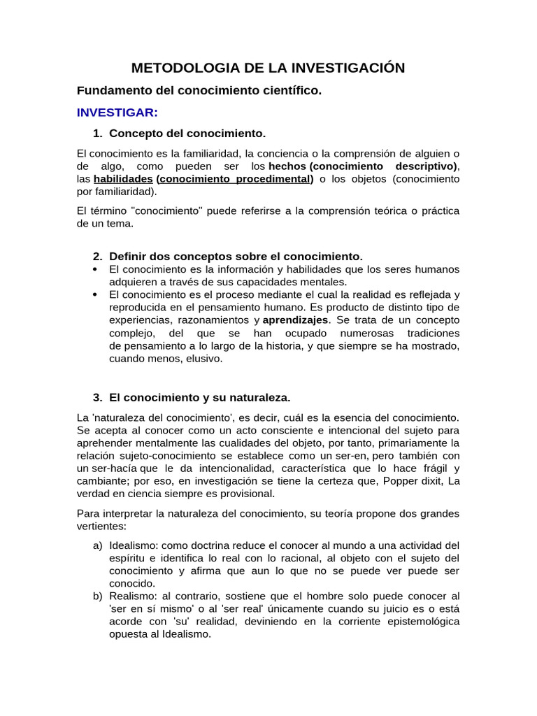 Metodologia de La Investigación Tarea 2 | PDF | Conocimiento | Empirismo
