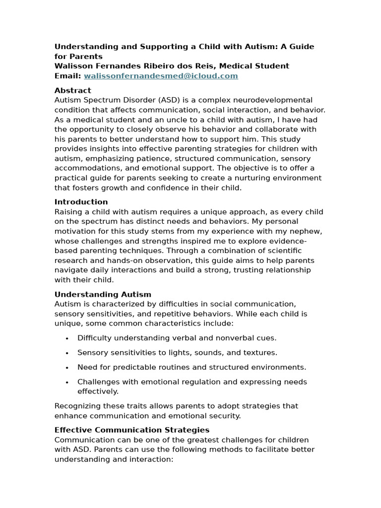 Guide to Parenting a Child with Autism | PDF | Autism | Communication