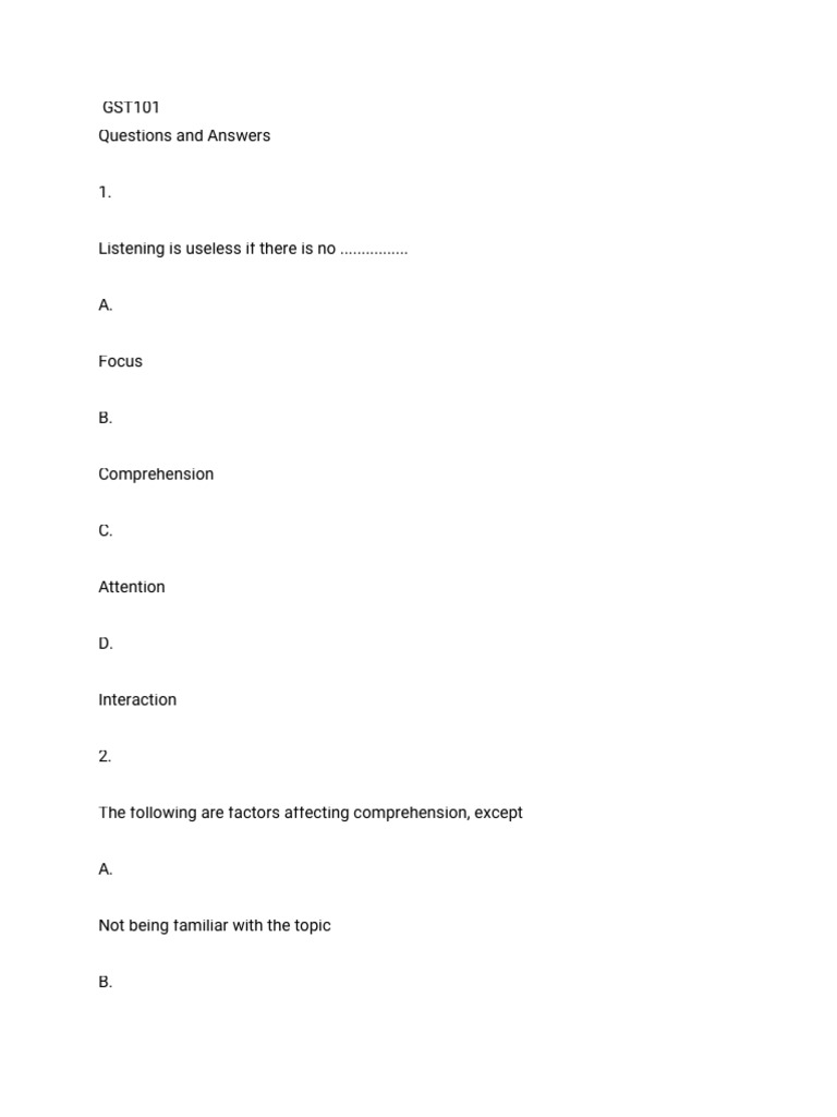 GST 101 Past Question by TESSA | PDF