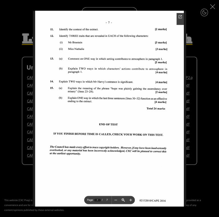 CAPE Literatures in English CXC Prep 5 | PDF