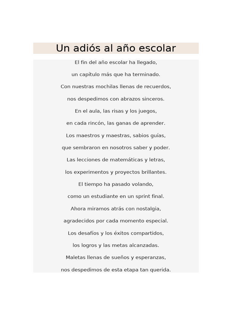 Despedida del Año Escolar: Recuerdos y Sueños | PDF