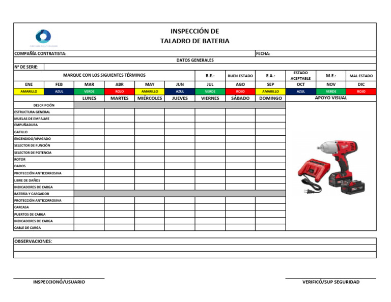 Check List - Taladro de Baterias | PDF