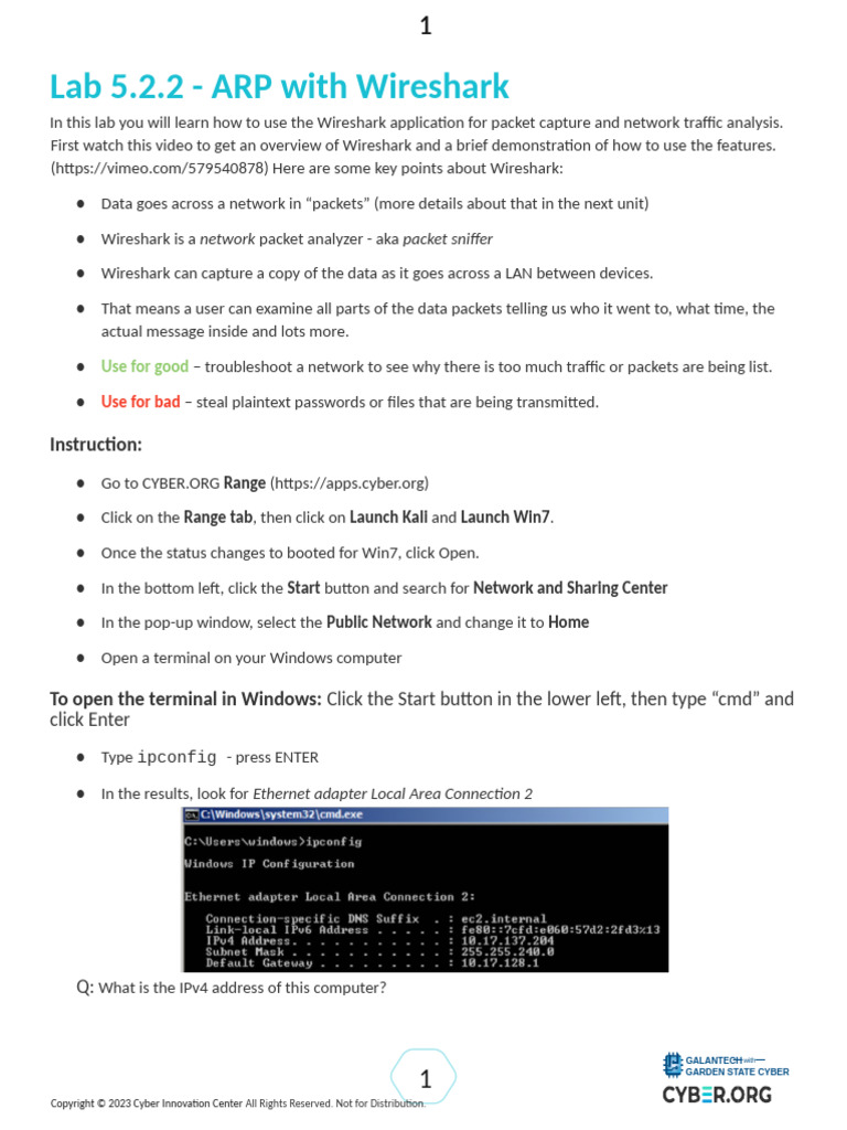 Lab 5.2.2 - ARP With Wireshark-1 | PDF | Computer Network | Network Protocols