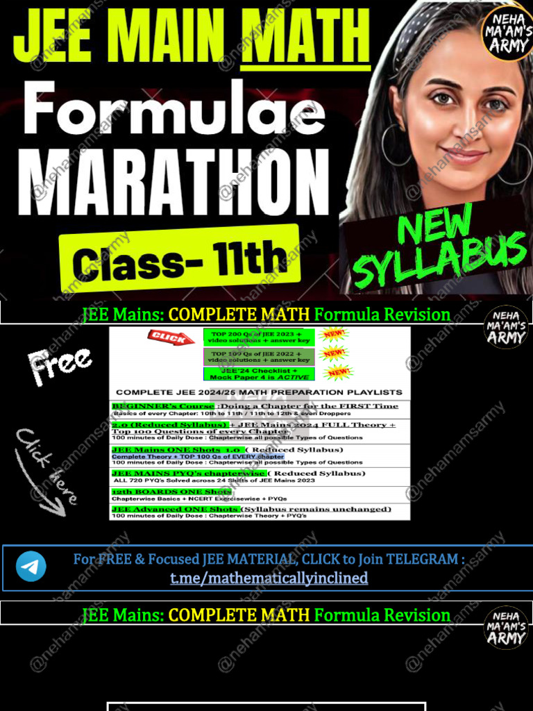 JEE Mains Formula Revision - Class 11 | PDF | Set (Mathematics) | Complex Number