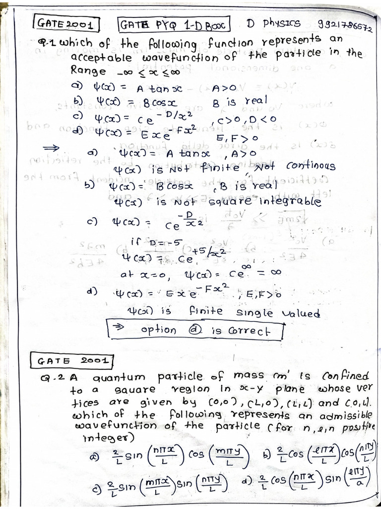 QM PYQ (1-D Potential) D Physics | PDF