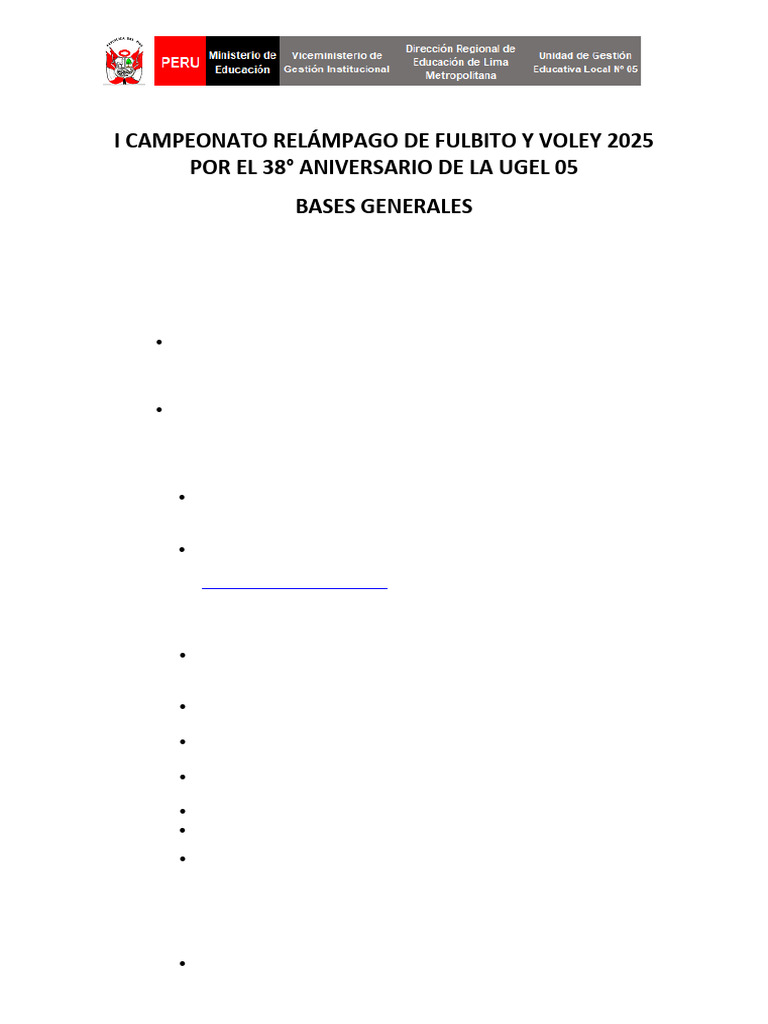 Bases I Campeonato Relampago 2025 | PDF | Deportes