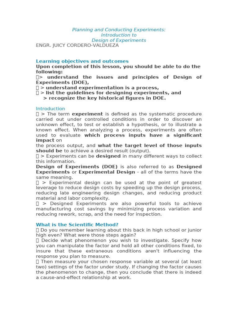 Planning and Conducting Experiments | PDF | Experiment | Confounding