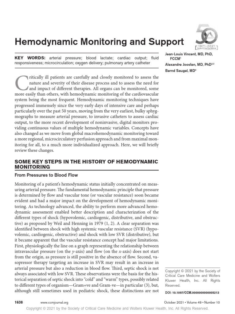 Hemodynamic Monitoring and Support.4 | PDF | Shock (Circulatory ...