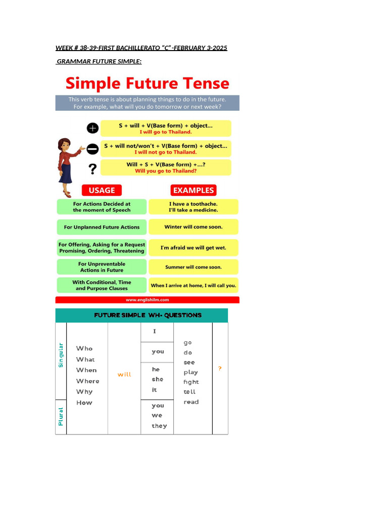 Week # 38-39 - Future Simple-First Bach. C - Third Trimester - February ...