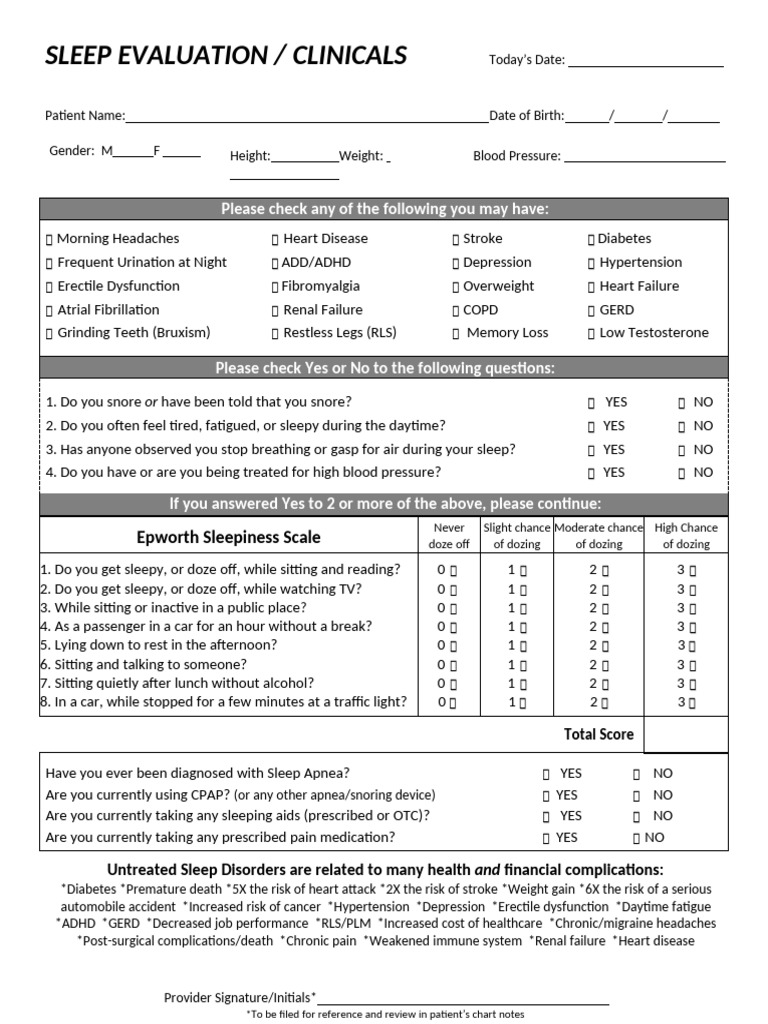 Sleep Disorder Self-Assessment | PDF | Hypertension | Sleep Apnea