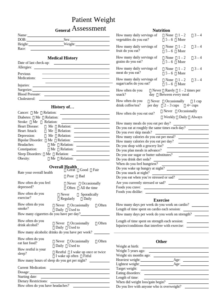 Main - Patient Weight Assessment Report Template | PDF | Dieting ...