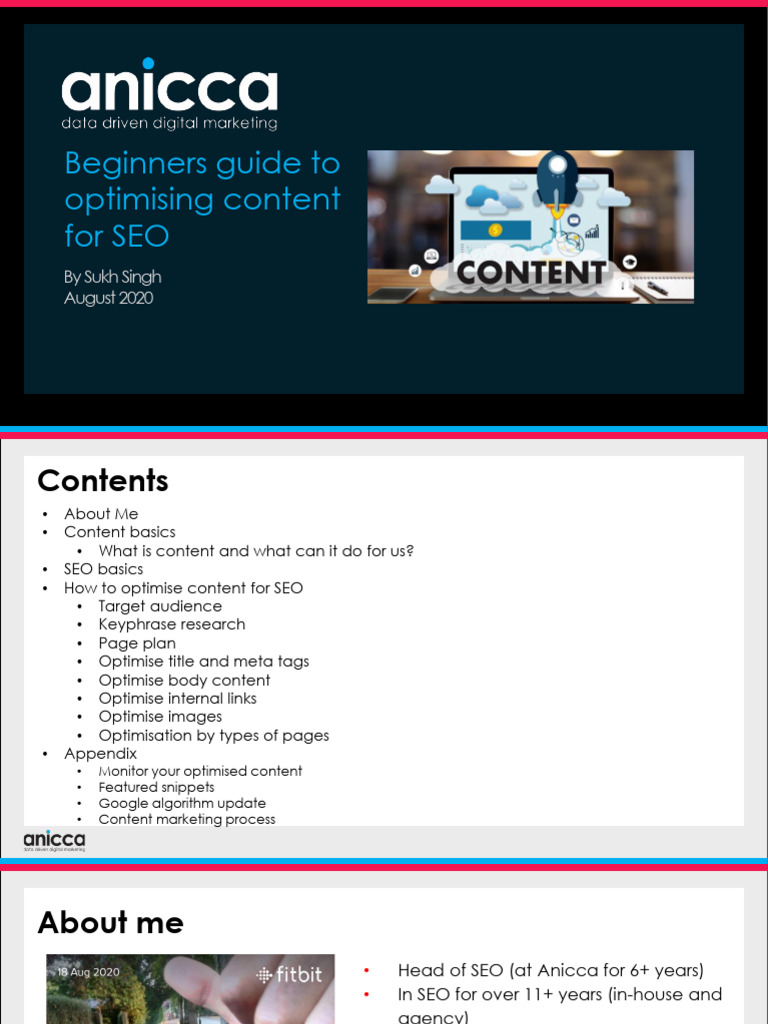 A Beginners Guide to Optimising Content for SEO Webinar | PDF | Search ...