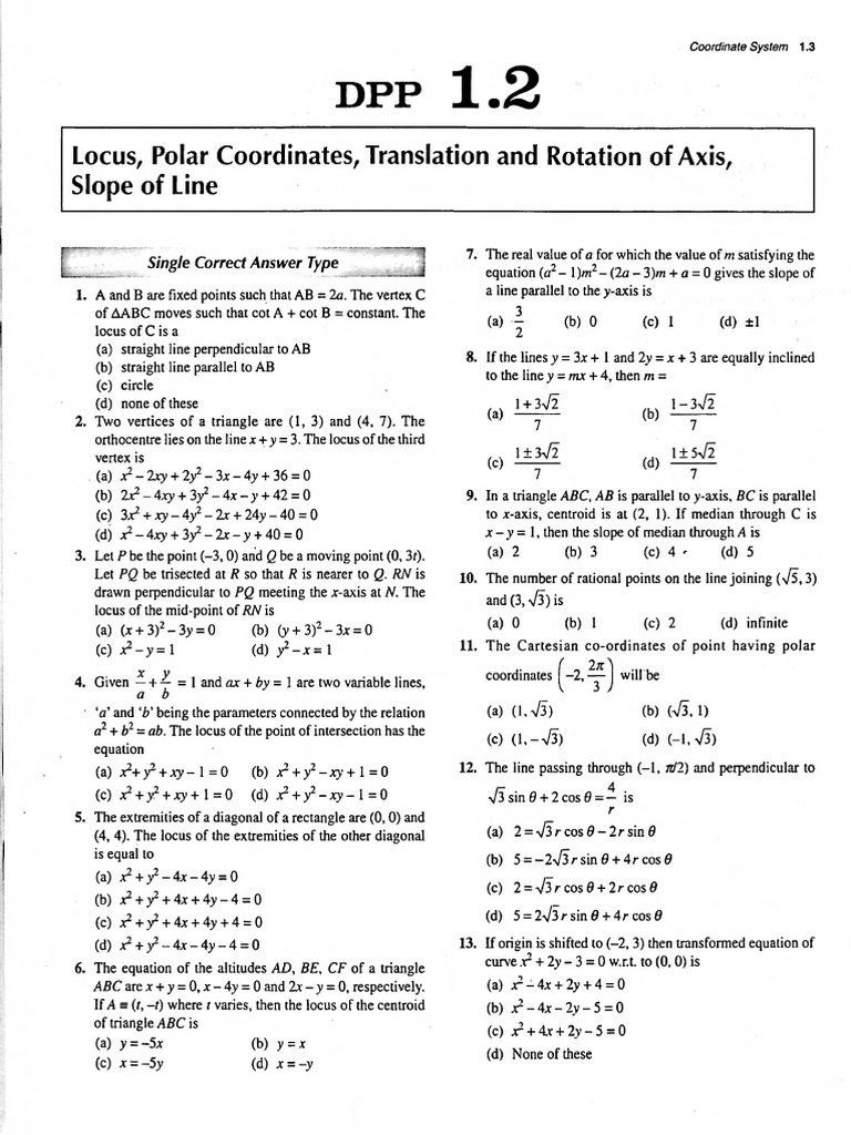 Co Ordinate Cengage Dpps 3 | PDF | Cartesian Coordinate System | Euclid