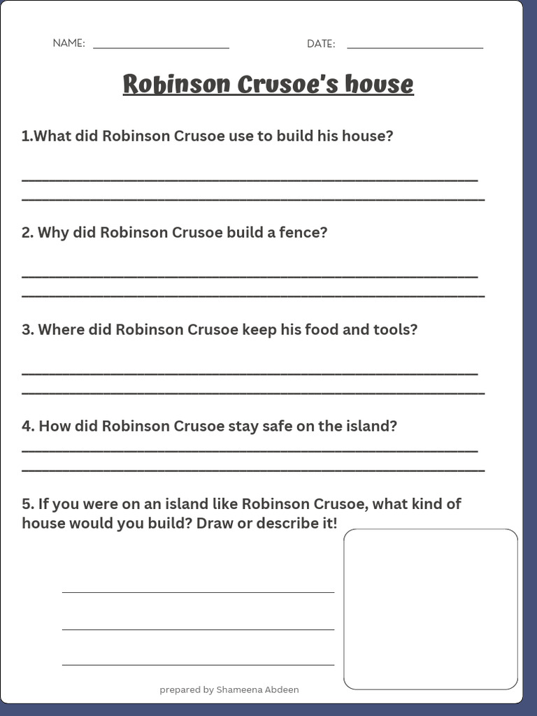 Robinson Crusoe Activity | PDF
