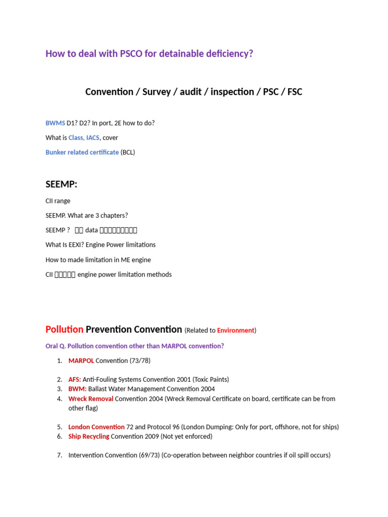 Convention, Survey, Audit, Inspection, PSC, FSC | PDF | Territorial ...
