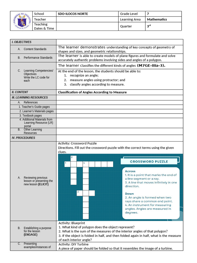 DLP-Types of Angles | PDF | Learning | Shape