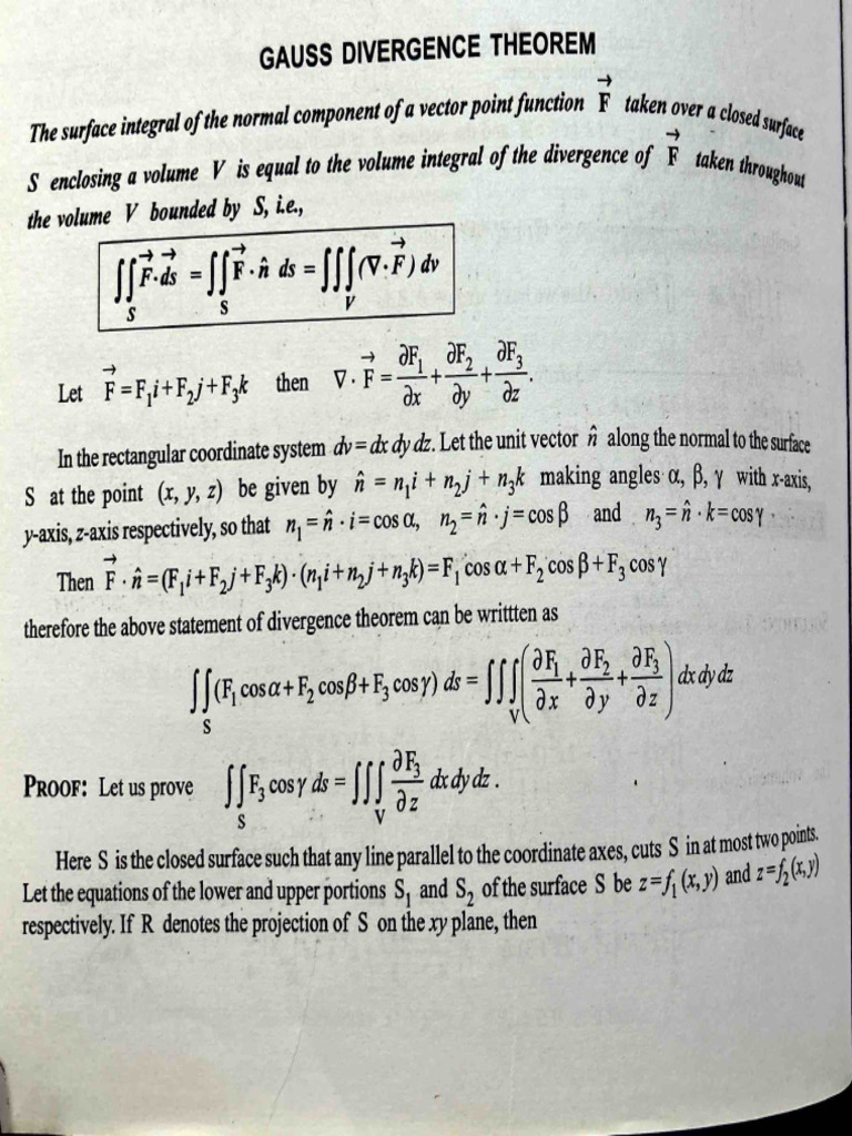 Gauss Divergence Theorem | PDF | Integral | Divergence