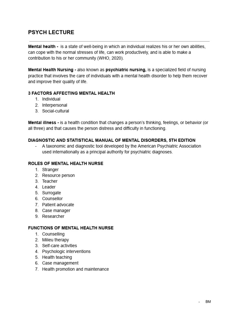 Pysch Lec Reviewer (Prelims) | PDF | Antipsychotic | Oedipus Complex