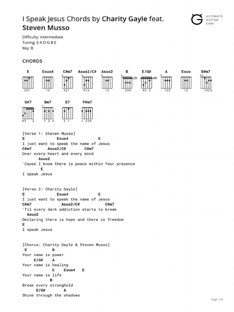 I Speak Jesus Chords - Guitar | PDF