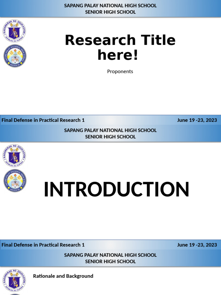 SAPANG PALAY SHS Research Defense | PDF | Methodology