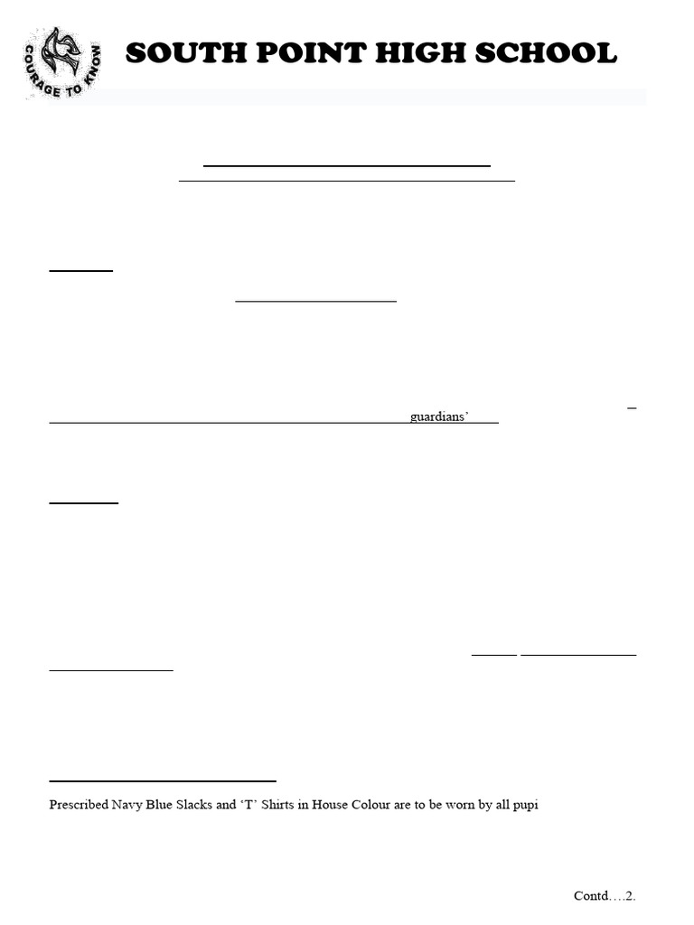 South Point High School Uniform Guidelines | PDF | Skirt | Trousers