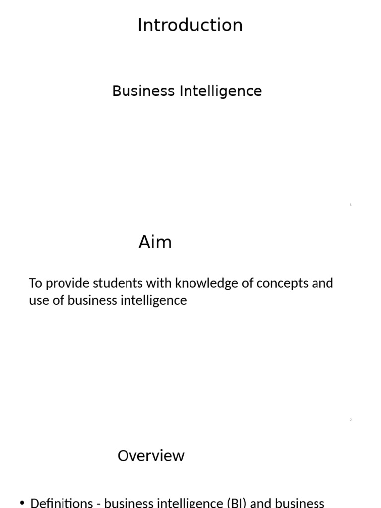 Lecture 1 - Business Intelligence Introduction | PDF | Business ...