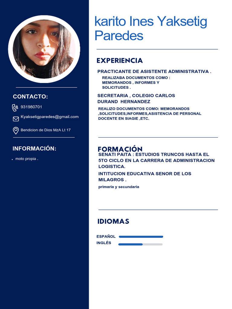 CV Karito Yaksetig Paredes | PDF