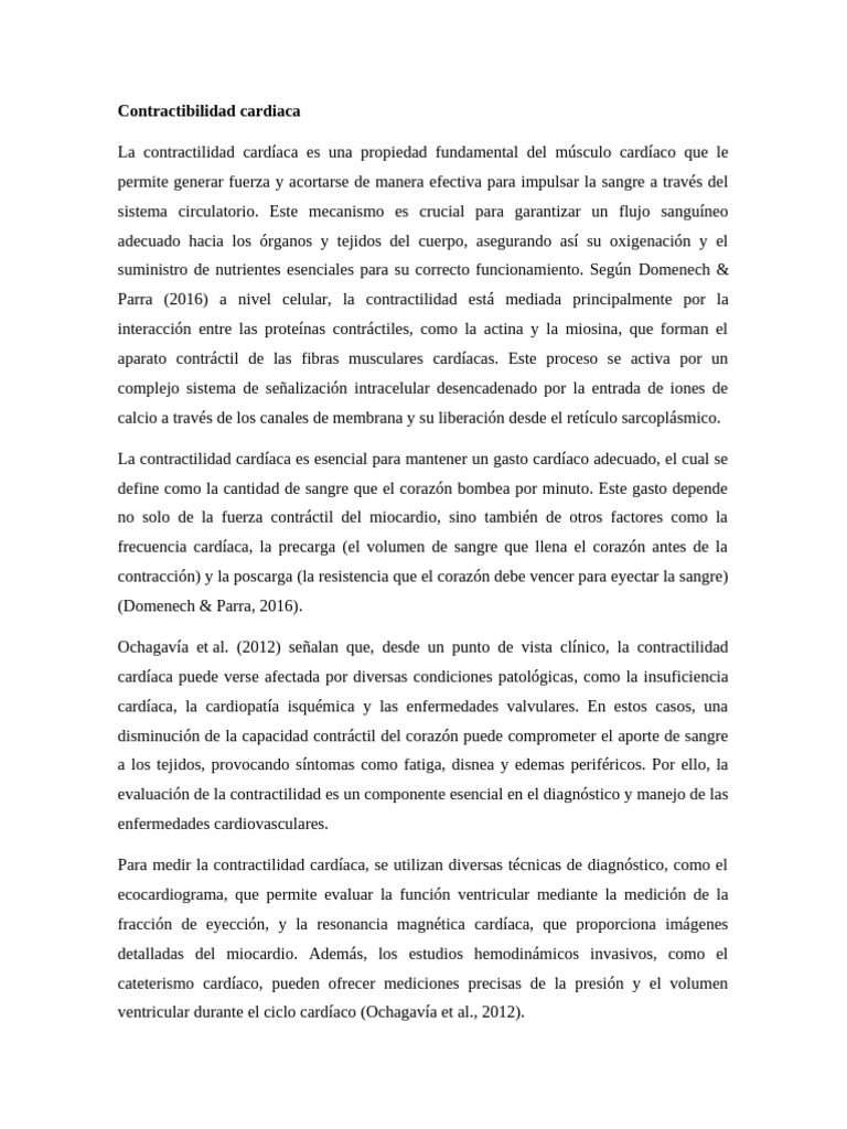Importancia de la Contractilidad Cardíaca | PDF | Corazón | Músculo