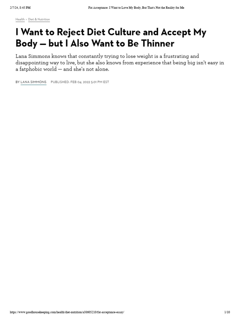 Weight Acceptance - I Want To Love My Body, But That's Not The Reality ...