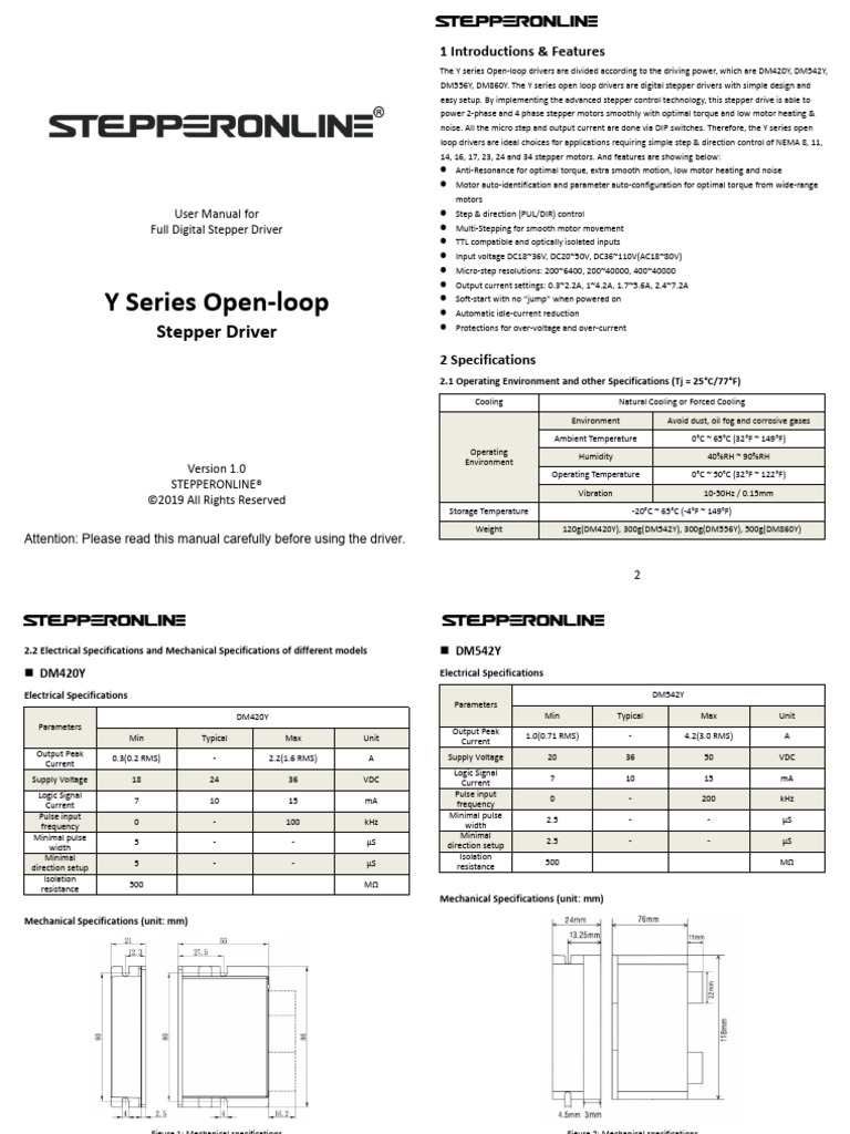Y Series Digital Stepper Driver Manual | PDF | Electric Motor ...