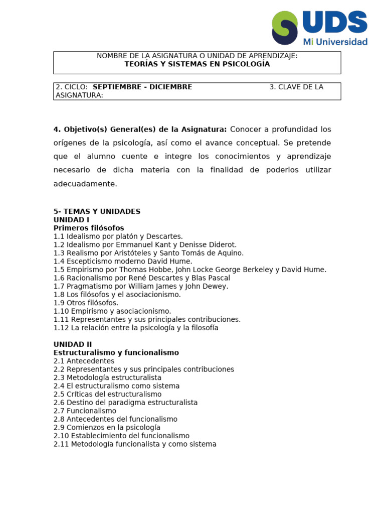 PR-LPS 102 TEORIAS Y SISTEMAS EN PSICOLOGIA | PDF | Sicología | Empirismo