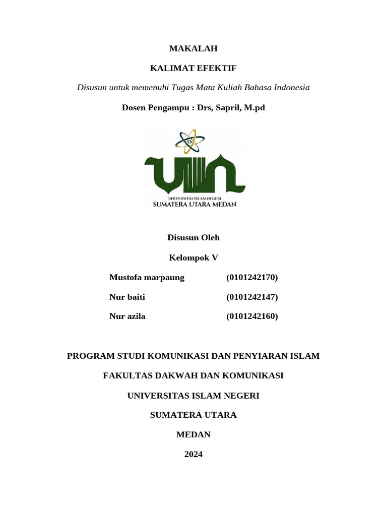 Kalimat Efektif-Kel V | PDF