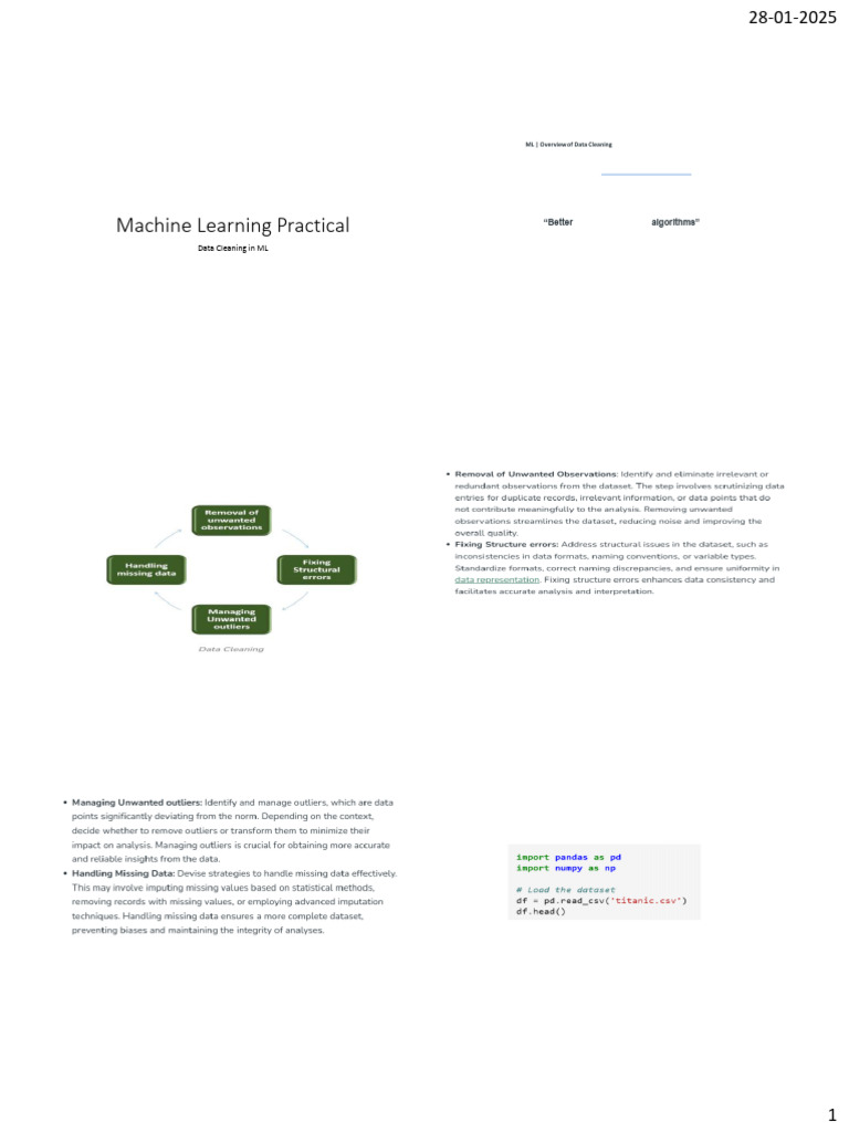 Data Cleansinglinear Regressiongradient Descent Algorithm In Ml Pdf Mean Squared Error