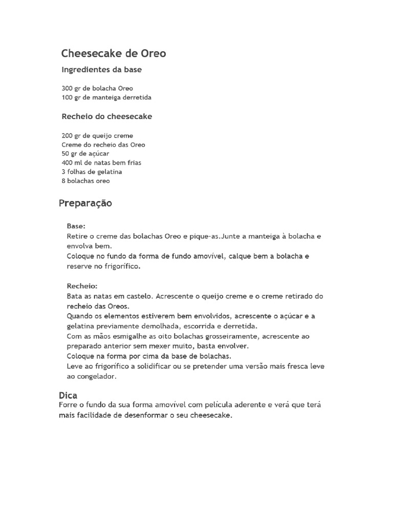 Cheesecake - Oreo | PDF